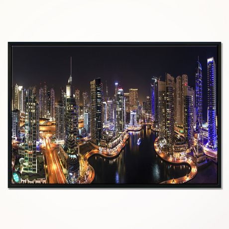 Click here for Design Art Dubai Marina View At Night Framed Canva... prices