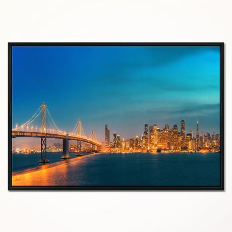 Click here for Design Art San Francisco Skyline At Night Framed C... prices