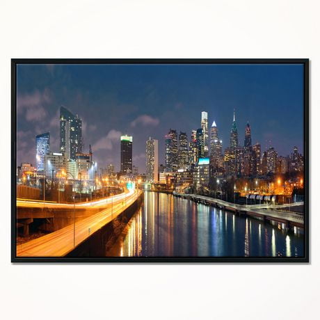 Click here for Design Art Philadelphia Skyline At Night Framed Ca... prices