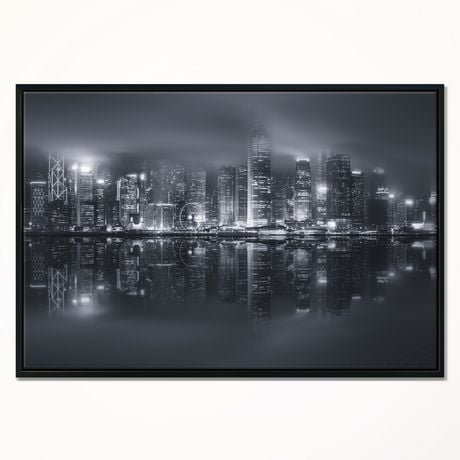 Click here for Design Art Hong Kong Black And White Skyline Frame... prices