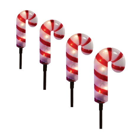 Holiday Time 4 Piece Crystal Effect 10 Inch Red/White Candy Cane ...
