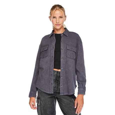 No Boundaries Women's Waffle Shacket - Walmart.ca