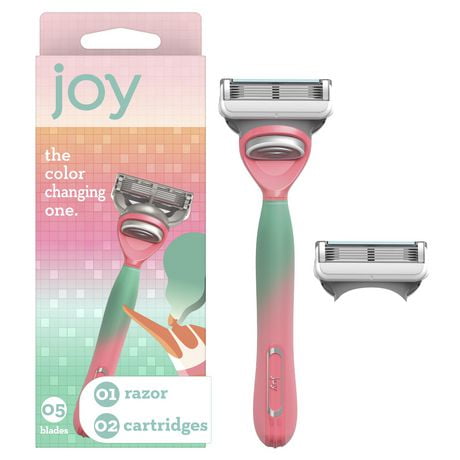 joy color-changing razor for women, shave kit with 1 handle + 2 razor ...