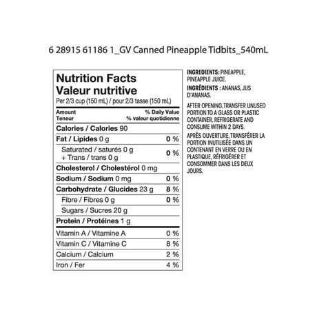 Great Value Pineapple Tidbits | Walmart Canada