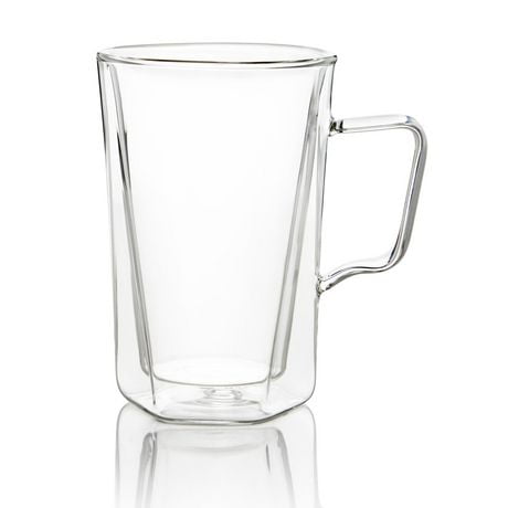 Safdie & Co. Premium Barista Glass Coffee Mugs with Handle, Transparent ...