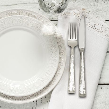 Click here for Hampton Forge Brocade Feather Flatware Set Silver prices