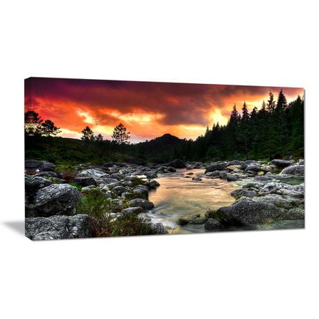 Click here for Design Art Rocky Mountain River At Sunset Extra La... prices