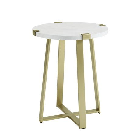 Click here for Manor Park Rustic Side Table - White Faux Marble/G... prices