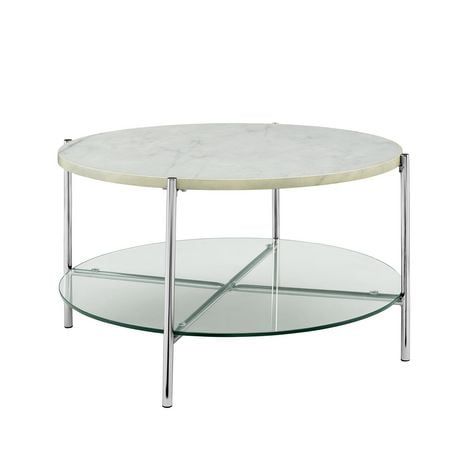 Click here for Manor Park Modern Round Coffee Table - White Marbl... prices