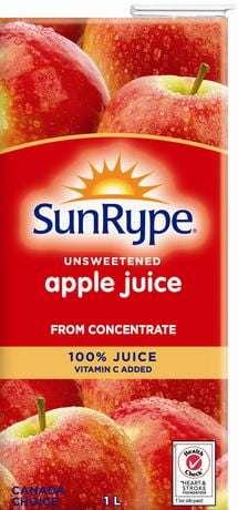 SunRype Unsweetened Apple Juice From Concentrate 1L | Walmart Canada