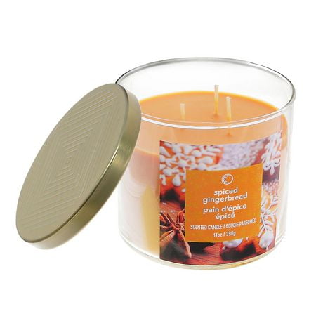 14 Oz 3 Wick Jar Candle With Metal Lid (Spiced Gingerbread)-Set of 2 ...