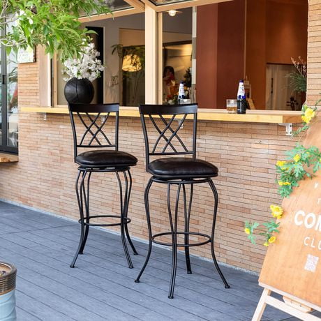 Homycasa 29 Inch Bar Stools Set of 2,360 Degree Swivel Seat with Faux ...