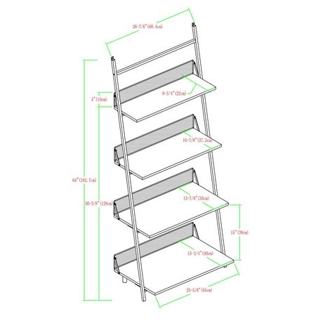 4 Shelf Industrial Metal & Wood Leaning Wall Shelf - Dark Walnut ...