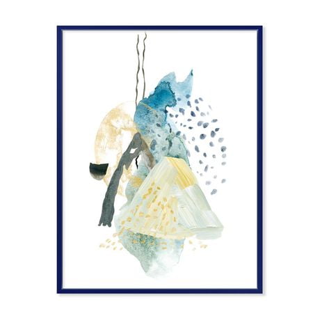 Designart Gouache Of Abstract Landscape With Mountain Moon FLOAT FRAME ...