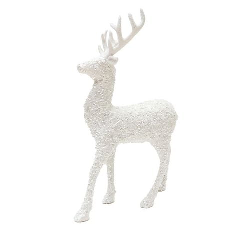Holiday Time 12IN White Glitter Reindeer Décor, 12IN REINDEER DECOR ...