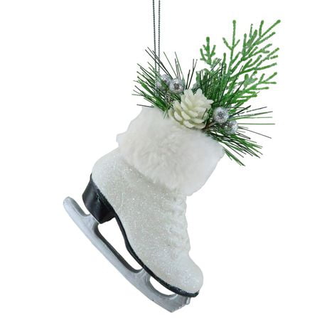 Holiday Time White Glitter Ski With Greenery Ornament - Walmart.ca