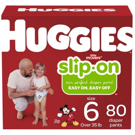 Couches Huggies Little Movers Slip-On, Taille 4, MC Pack Taille 4-6 ...