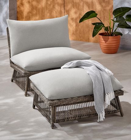 Better Homes & Gardens Lola Patio Outdoor Cuddle Chair & Ottoman - Tan ...