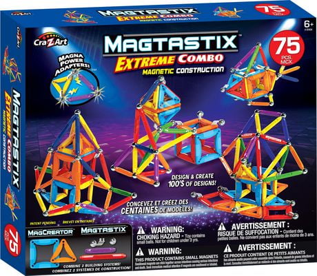 Cra-Z-Art Magtastix Extreme 75 piece Magnetic Construction Building Set ...