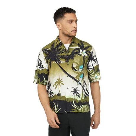 Click here for Mexx Men S Hawaiian Scene Short Sleeve Shirt Khaki... prices