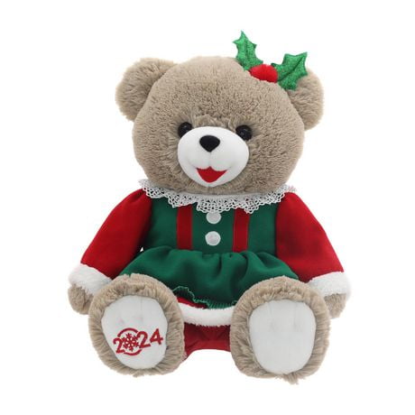 Holiday Time 15” Snowflake Teddy Tan and Red Girl, 15 Snowflake Teddy ...