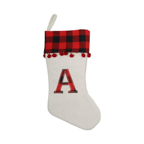 HOLIDAY TIME 19IN PLAID MNGRAM STOCKING A | Walmart Canada
