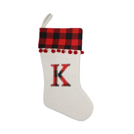 HOLIDAY TIME 19IN PLAID MNGRAM STOCKING K | Walmart Canada