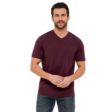 Click here for George Mens Stretch V-Neckline Tee Burgundy M prices