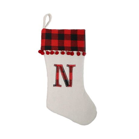 HOLIDAY TIME 19IN PLAID MNGRAM STOCKING N | Walmart Canada
