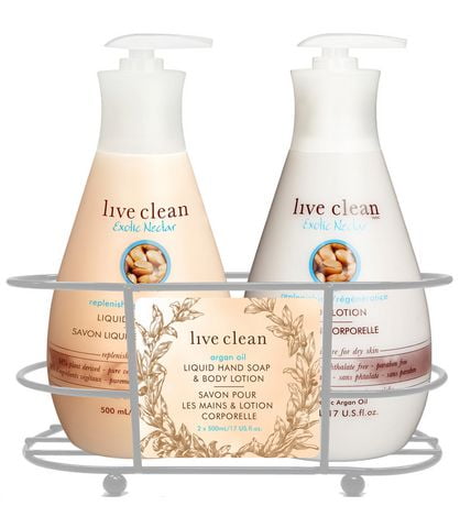 Live Clean Argan Oil Liquid Hand Soap & Body Lotion Gift Set | Walmart ...