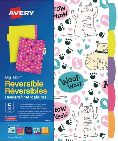 Avery Big Tab Furry Friends 5 Tab Reversible Dividers | Walmart Canada