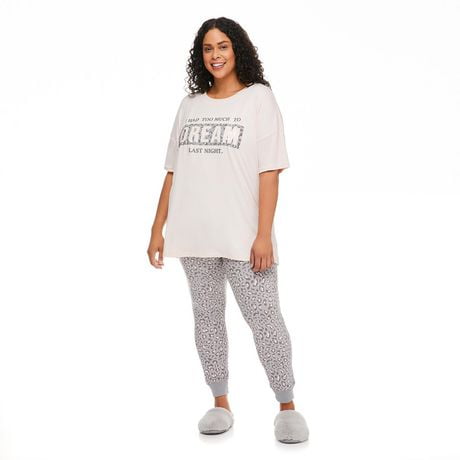 George Plus Women's Tee and Pant Pajamas 2-Piece Set | Walmart Canada