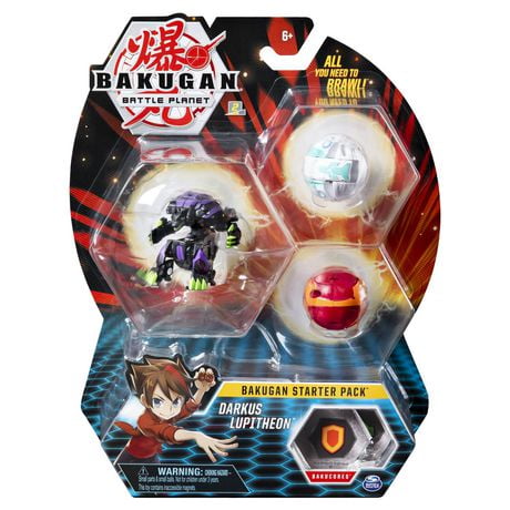 Bakugan Starter Pack 3-Pack, Darkus Lupitheon, Collectible Action ...