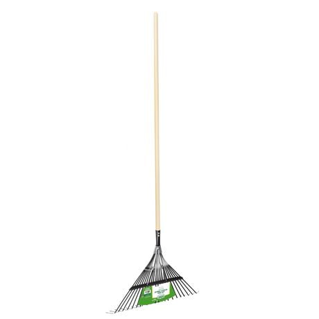 Expert Gardener Hardwood Handle 22-Tine Steel Leaf Rake, Quickly ...
