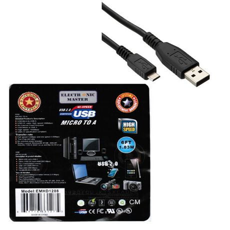 Click here for Electronicmaster 6 Ft Micro To Usb Cable Black W*D... prices