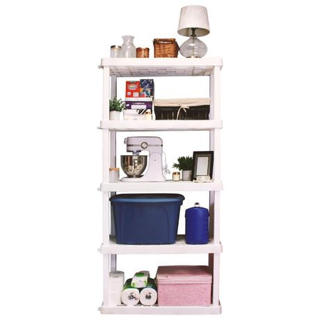 Hyper Tough 74"H x 18"D x 36"W 5 Shelf Plastic Garage Shelves, Storage ...