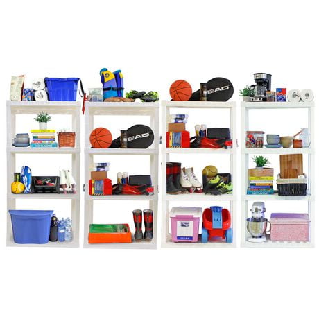 Hyper Tough 56"H x 14"D x 30"W 4 Shelf Plastic Garage Shelves, Pack of ...