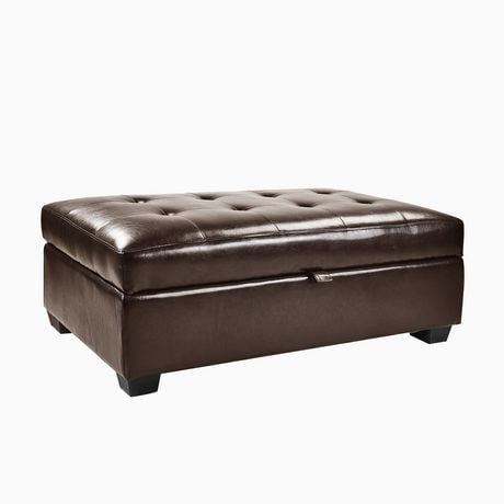 Click here for Corliving Antonio Tufted Bonded Leather Ottoman Br... prices