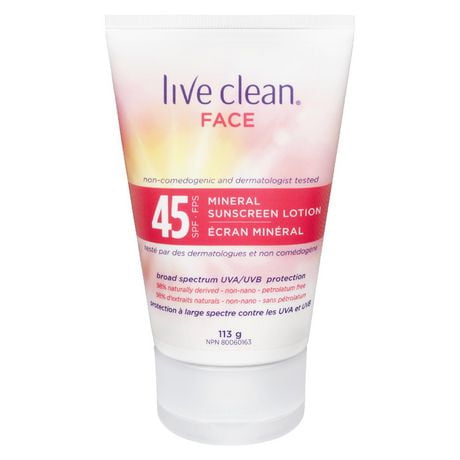 Live Clean Face Mineral Spf 45 Sunscreen Lotion - Walmart.ca