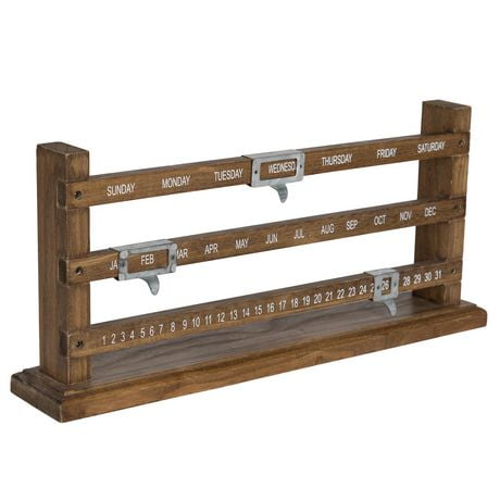 hometrends Industrious Wood and Metal Sliding Perpetual Calendar ...