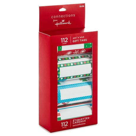Hallmark Peel 'n' Stick Gift Tags, Box of 112 Assorted Fun Christmas ...