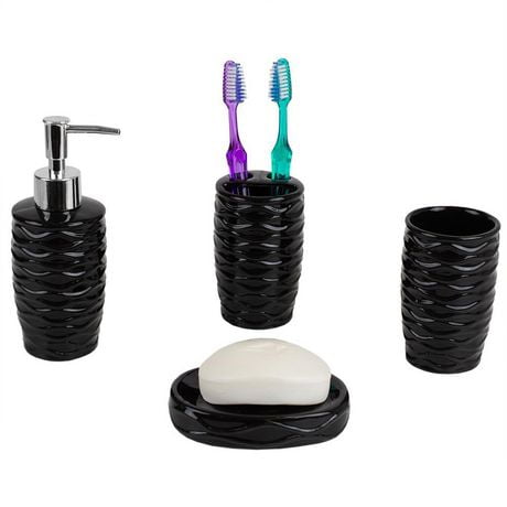 Home Basics Curves 4 Piece Bath Accessory Set - Walmart.ca