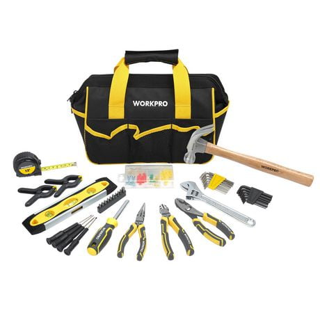 WorkPro Household Tool Set - 32 Piece, 12 pocket zip-up tool bag ...