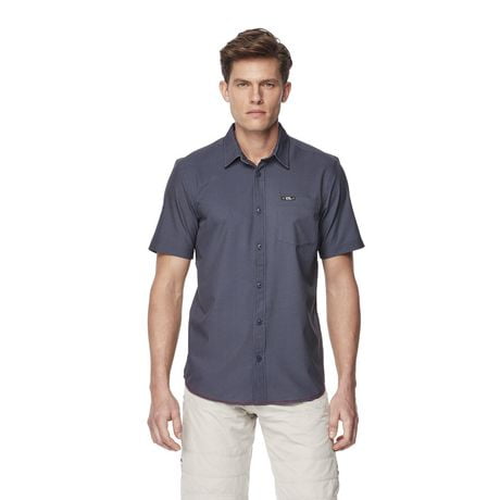 Click here for Dark Black Mens Short-Sleeve Patterned Button-Down... prices