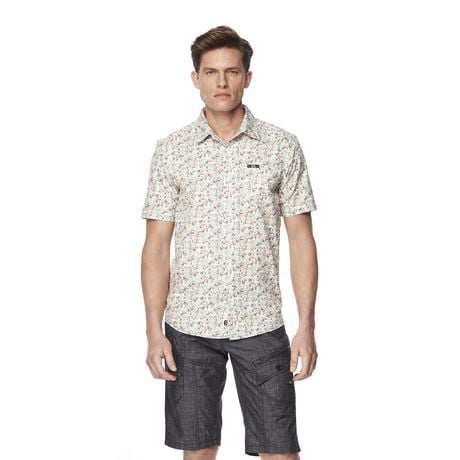 Click here for Dark Black Mens Short-Sleeve Patterned Button-Down... prices