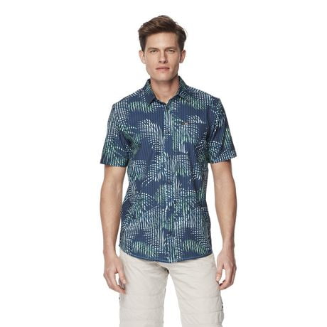 Click here for Dark Black Mens Short-Sleeve Patterned Button-Down... prices