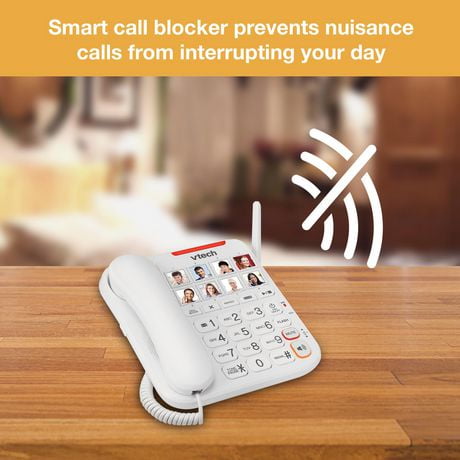 VTech CareLine SN5147 Amplified Corded/Cordless Senior Phone System ...