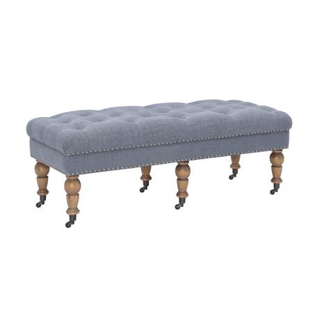 Click here for Linon Aubrey Washed Blue Linen 50 Inches Bench Dis... prices