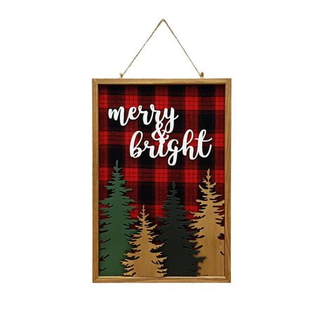 Holiday Time Merry Bright Wall Decor, 12 inch x 18 inch, Festive ...