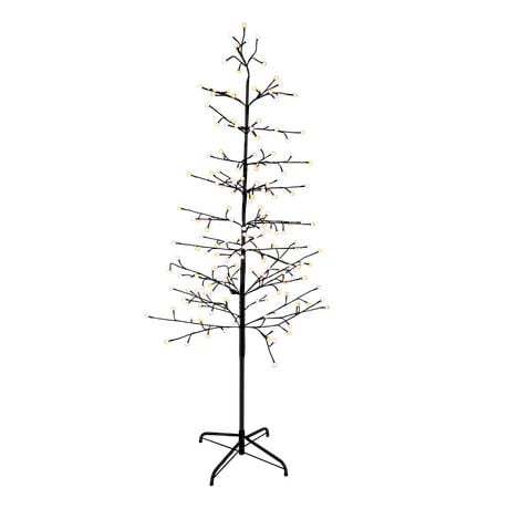 1.8M PRELIT BLACK TRUNK BALL TREE,200L WARM WHITE/PURE WHITE COLOR ...